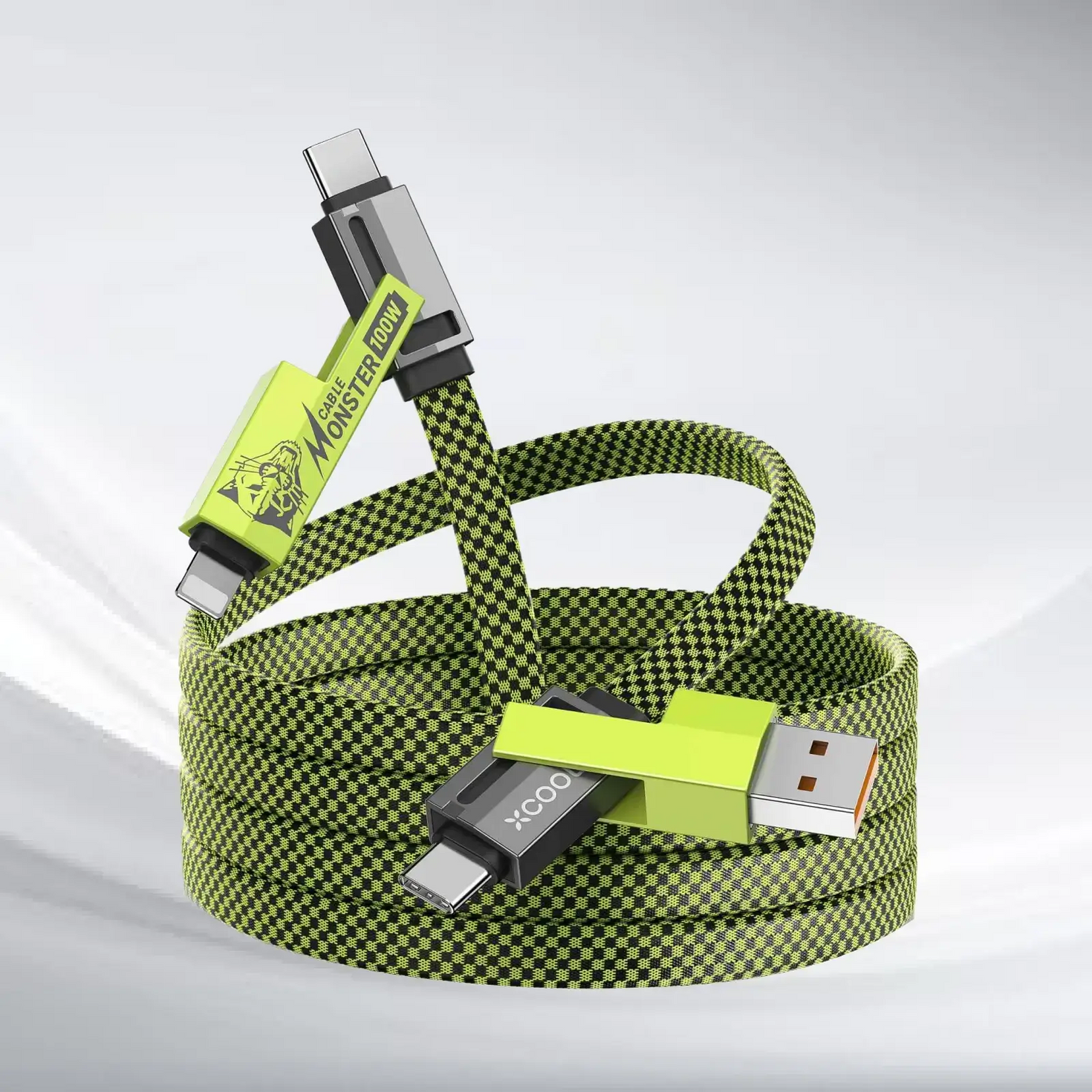 xCool Cable Monster 4-in-1 100W USB-C Charging Cable with Interchangea