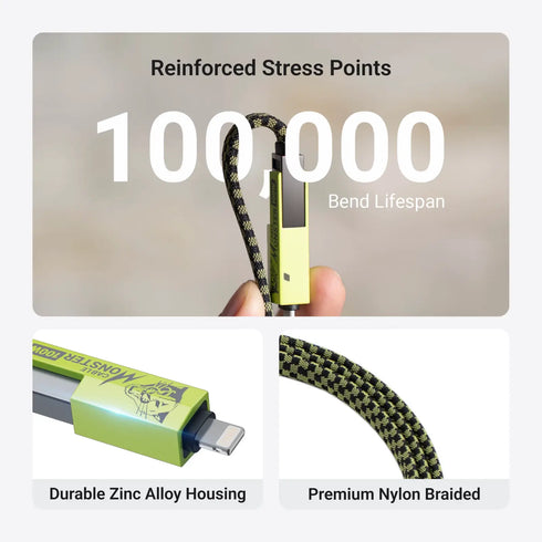 xCool Cable Monster 4-in-1 100W USB-C Charging Cable with Interchangea