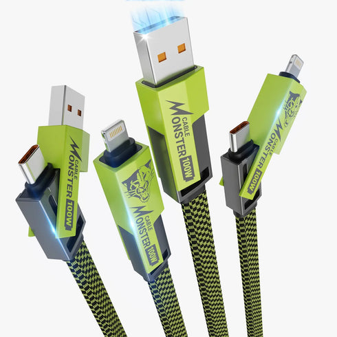 xCool Cable Monster 4-in-1 100W USB-C Charging Cable with Interchangea