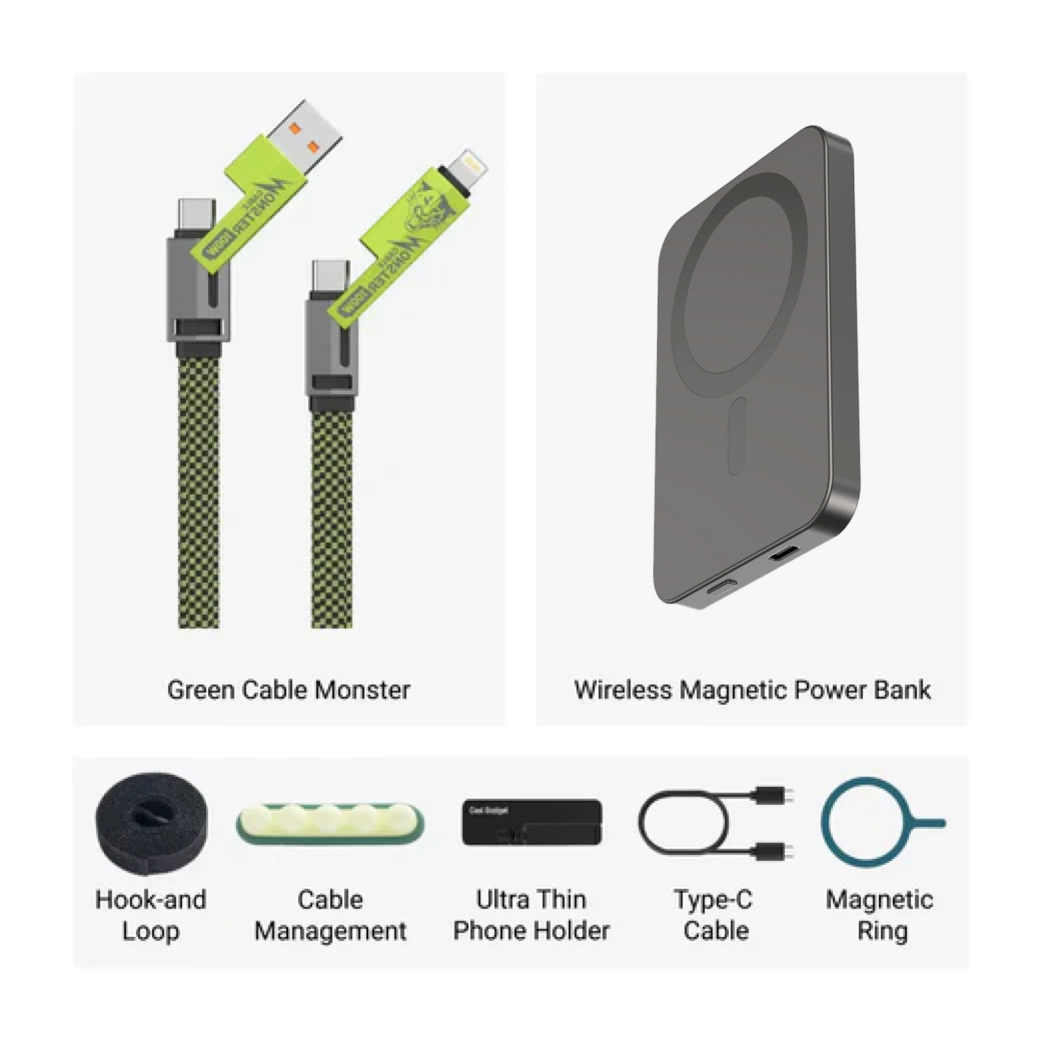 xCool Cable Monster 4-in-1 100W USB-C Charging Cable with Interchangea