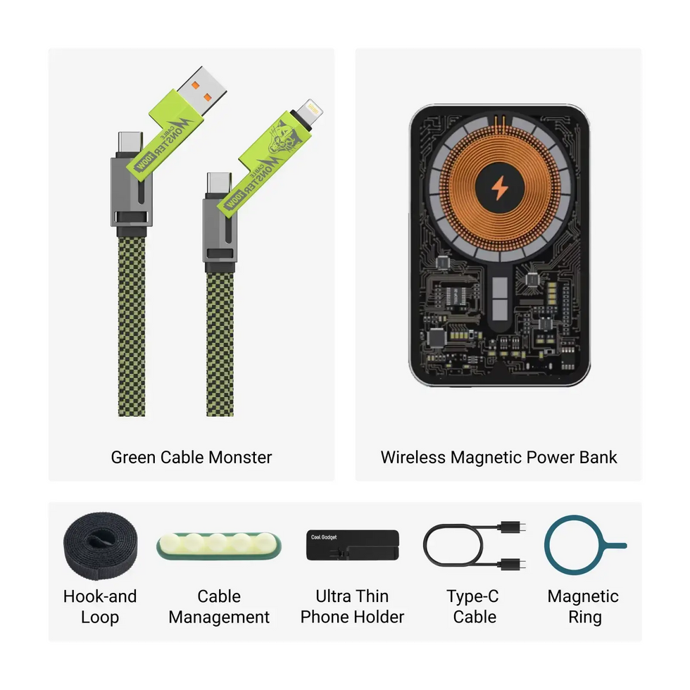 xCool Cable Monster 4-in-1 100W USB-C Charging Cable with Interchangea