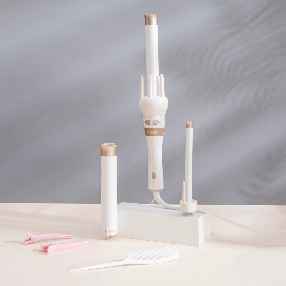 xCool 3-in-1 Automatic Rotating Curling Wand Set